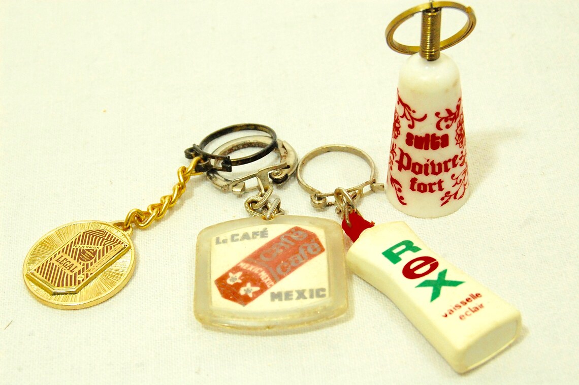 French Vintage Advertising Key Chains Set of 4 REX Legal - Etsy UK