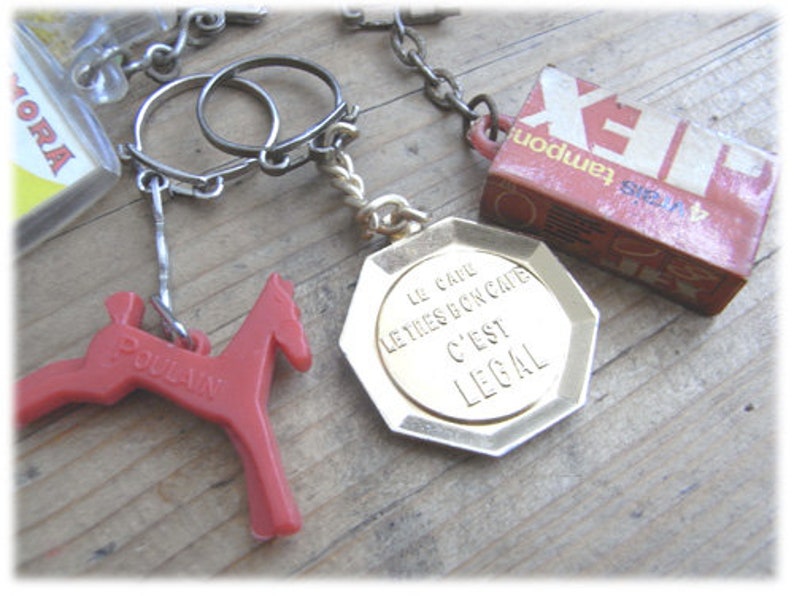 French Vintage Advertising Key Chains X 5 Poulain / Amora / - Etsy UK