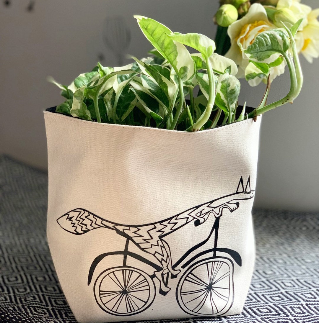 Fox Storage Basket Cycling Fox Kids Room Storage Fox Canvas - Etsy
