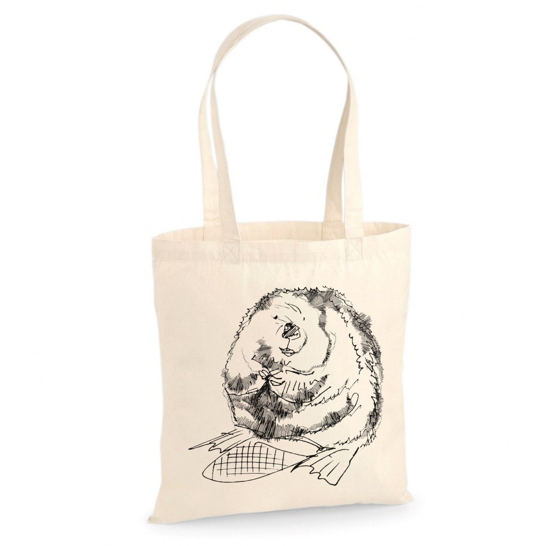 Beaver Tote Bag, Hand-drawn Animal Art, Cotton Shopping Bag - Etsy