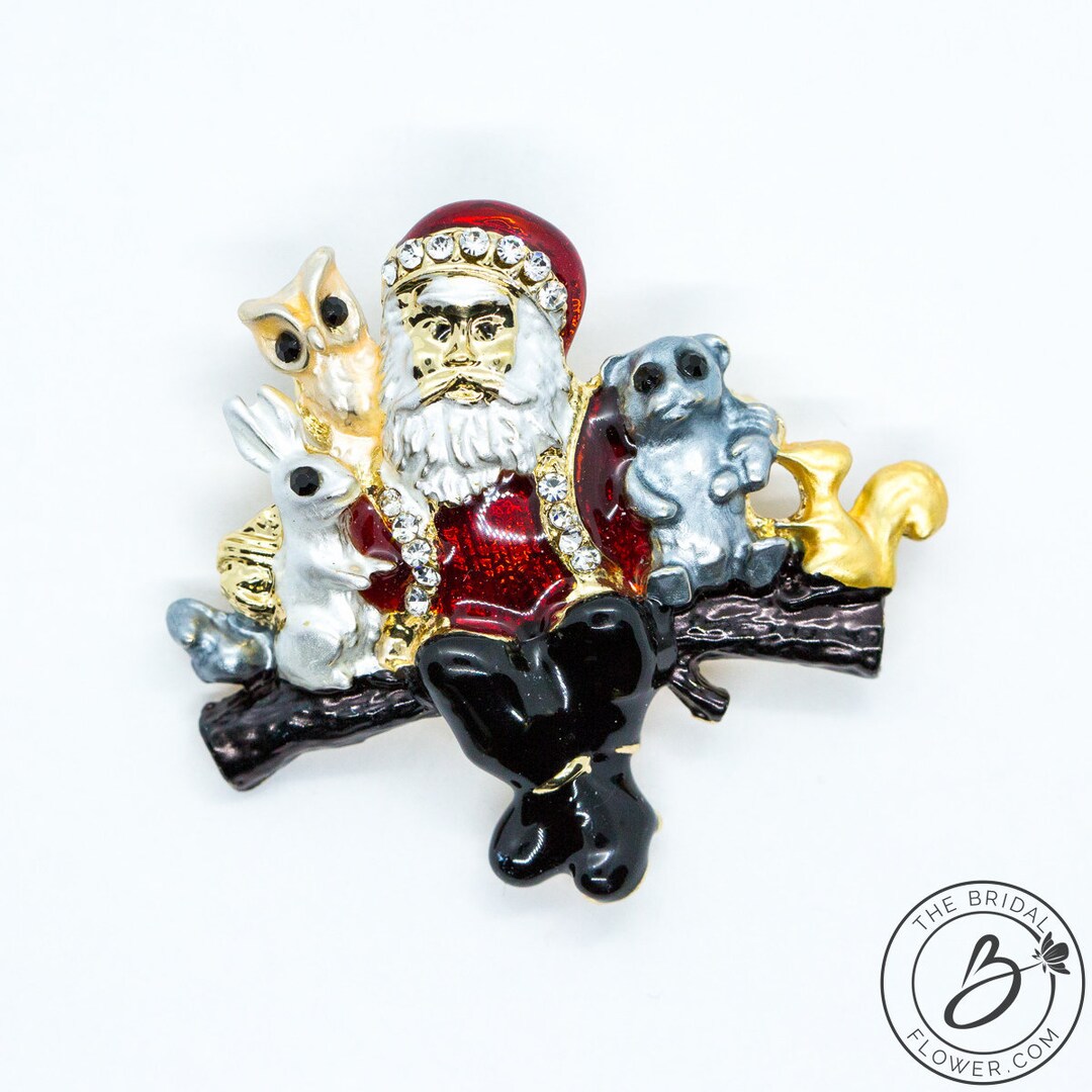 Santa Claus Brooch, Holiday Brooch, New Year Santa Brooch, Enameled Old ...