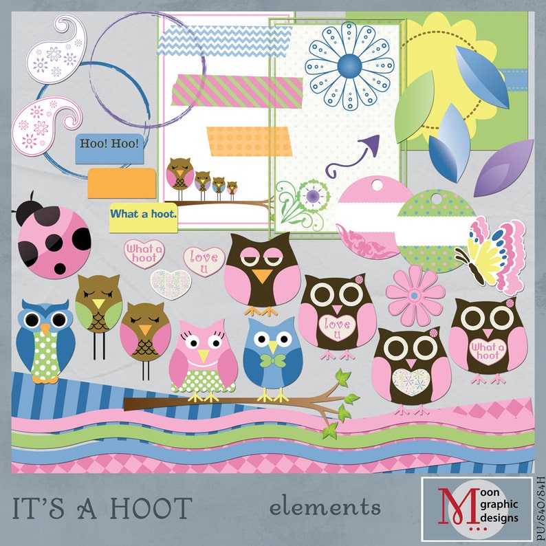 It's A Hoot Digital Scrapbook Owl Kit - Etsy