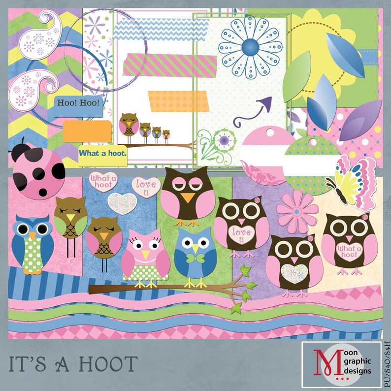It's A Hoot Digital Scrapbook Owl Kit - Etsy