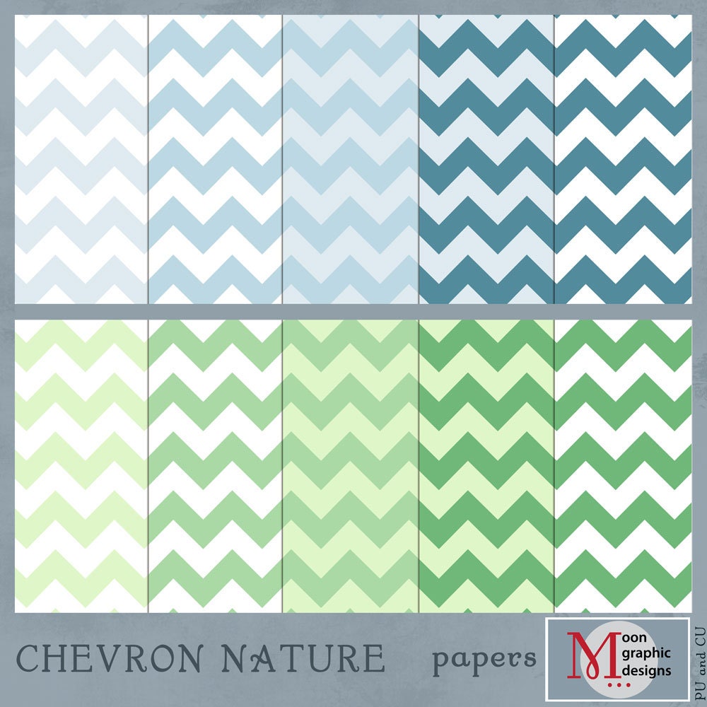 Chevron Nature Digital Scrapbook Paper Commercial Use - Etsy