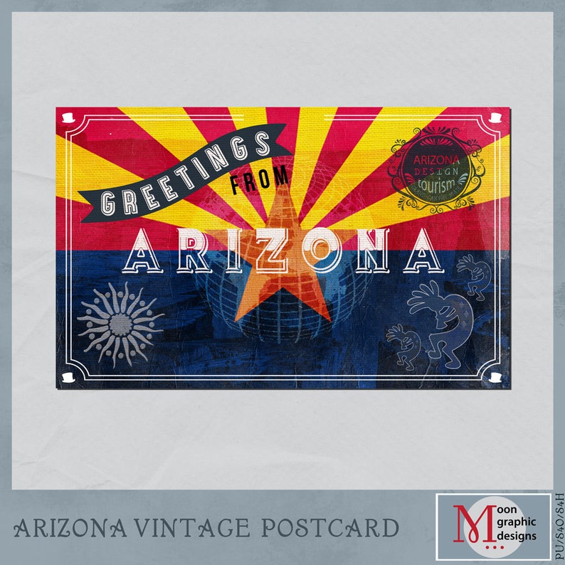Arizona Vintage Digital Postcard - Etsy