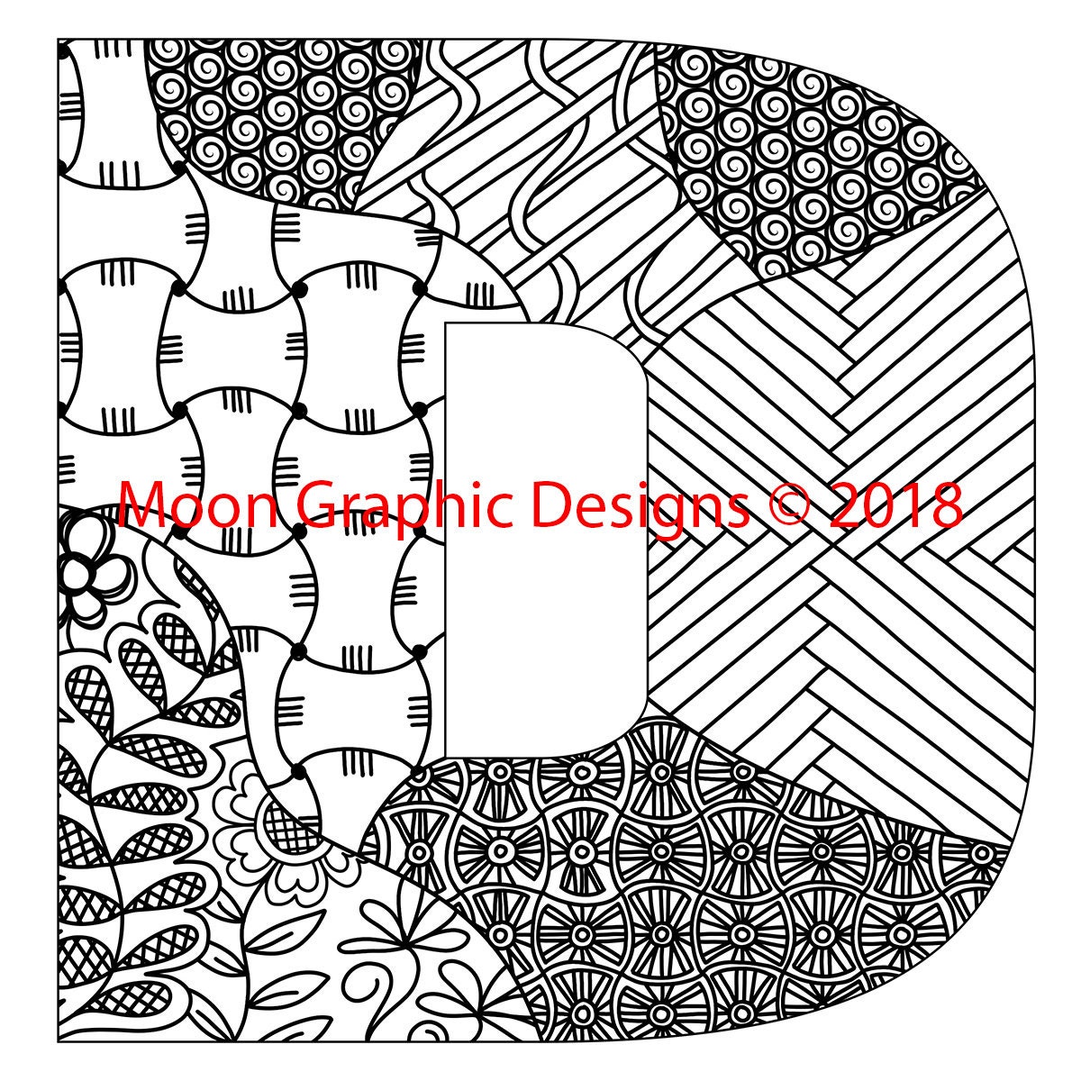 Monogram Letter D Adult Coloring Page - Etsy