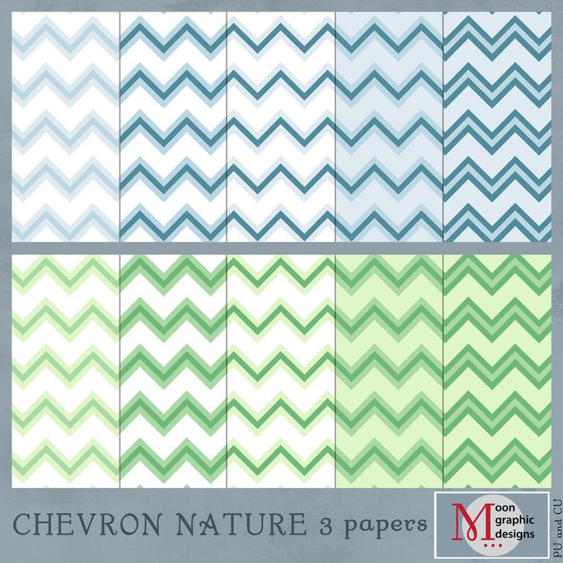 Chevron Nature 3 Digital Scrapbook Paper Commercial Use - Etsy