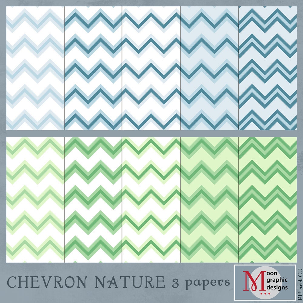 Chevron Nature 3 Digital Scrapbook Paper Commercial Use - Etsy