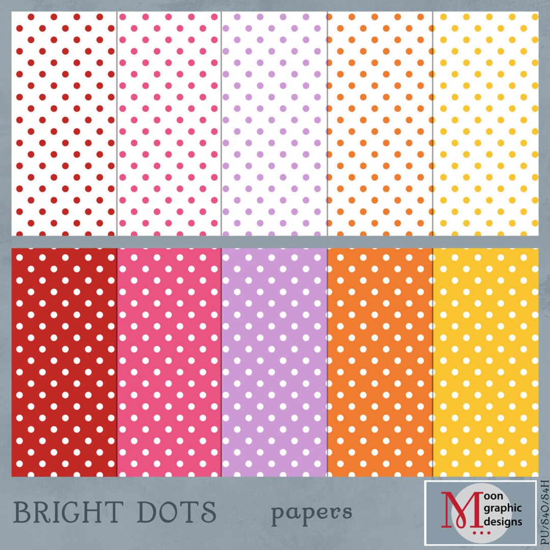 Bright Dots Digital Scrapbook Paper Pack - Etsy