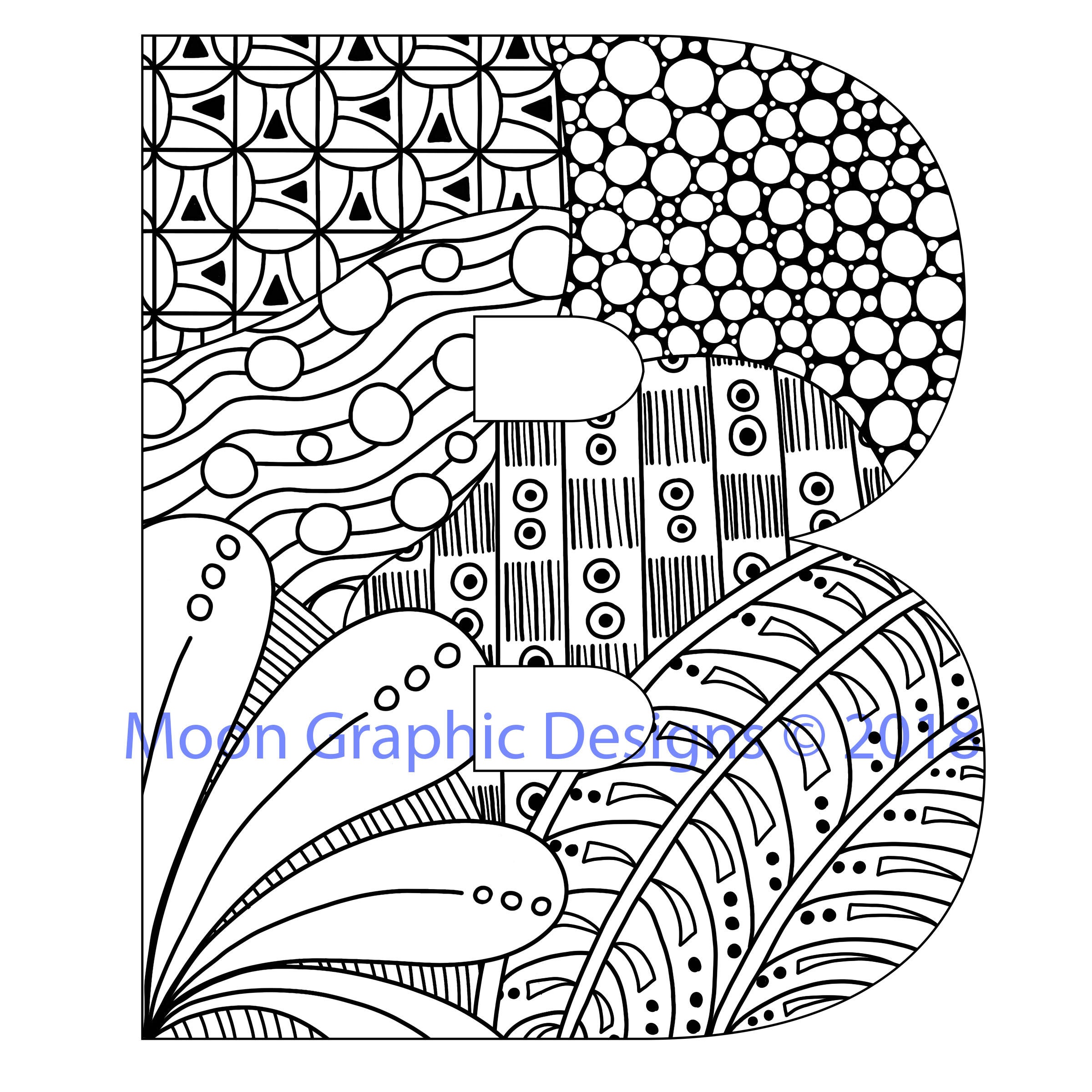 Monogram Letter B Adult Coloring Page - Etsy