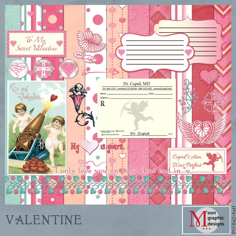 Valentine Digital Scrapbook Kit - Etsy