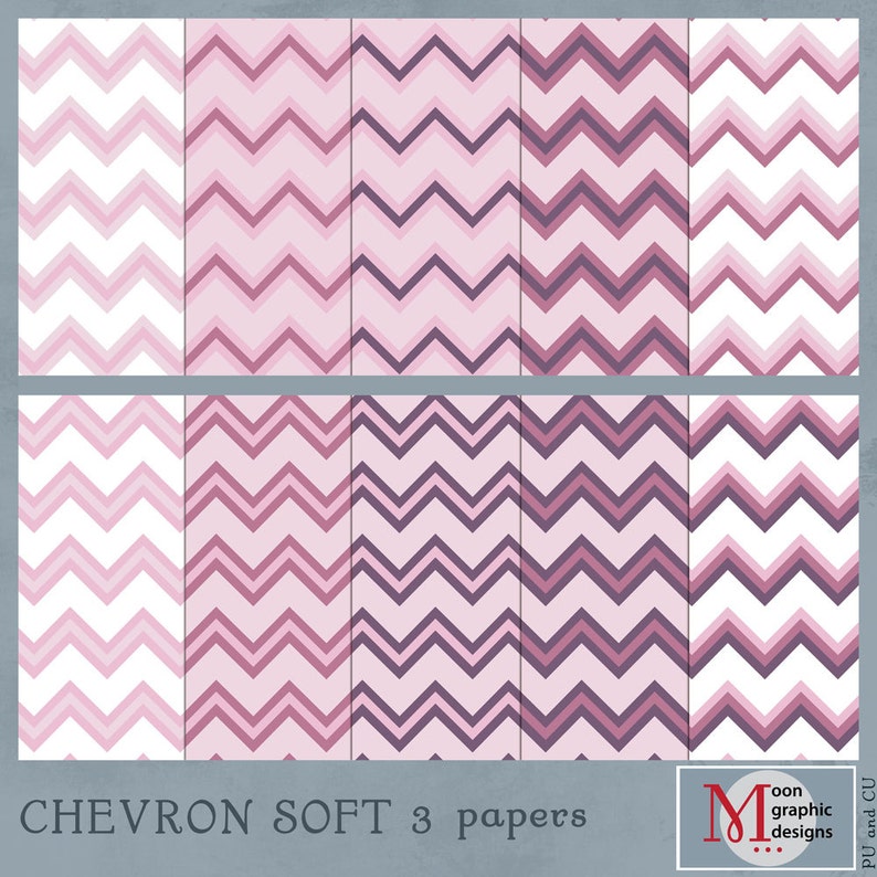 Chevron Soft 3 Digital Scrapbook Paper Commercial Use - Etsy