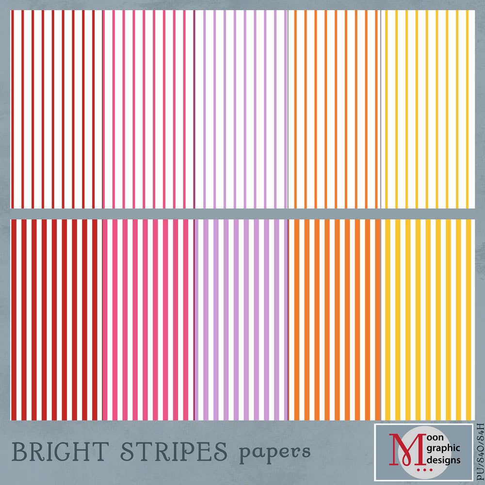 Bright Stripes Digital Scrapbook Paper - Etsy