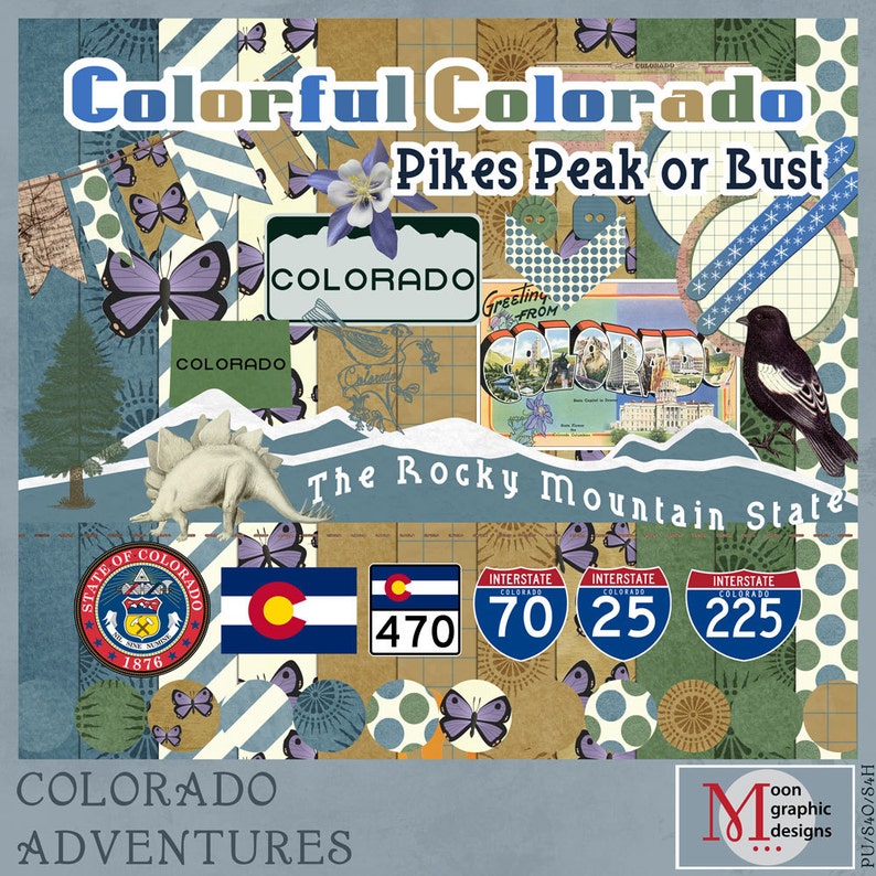 Colorado Travel and Vacation Adventures Digital Scrapbook Kit - Etsy