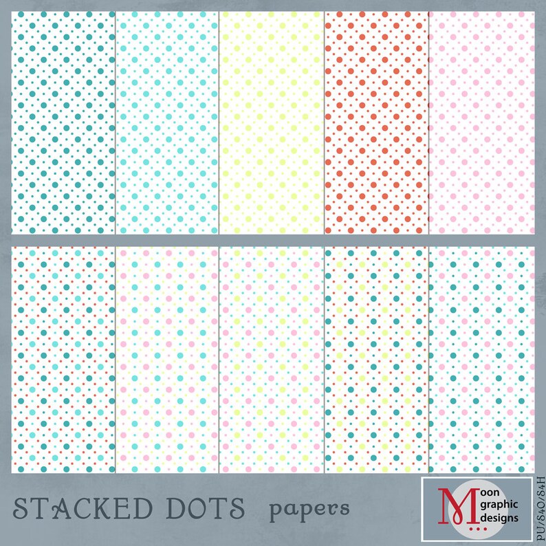 Stacked Dots Digital Scrapbook Paper Pack - Etsy