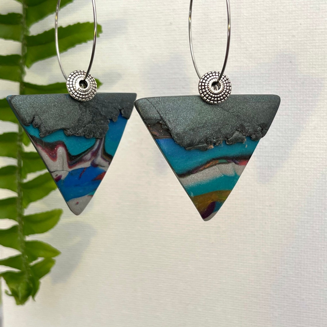 Volcano Triangle Shape Polymer Clay Earrings Handmade - Etsy