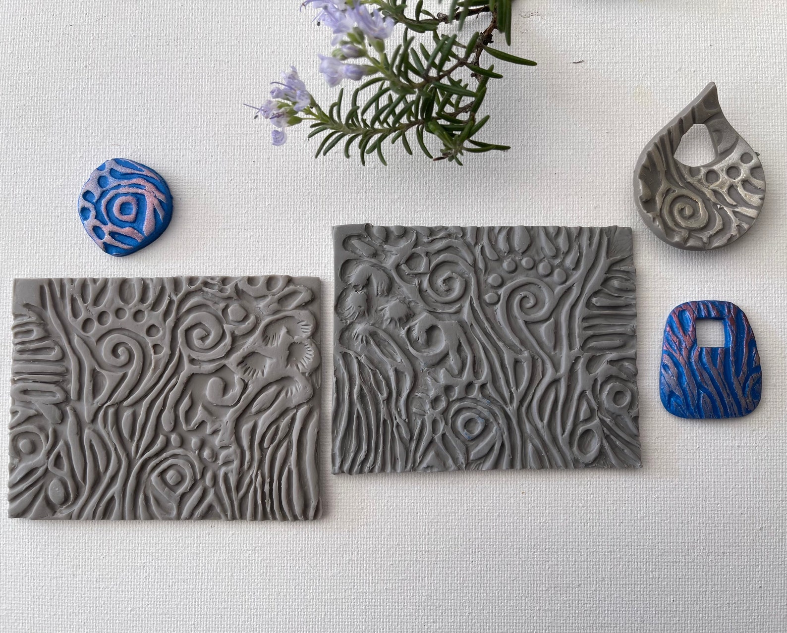 Hand Carved Polymer Clay Stamps Abstract-organic | Etsy