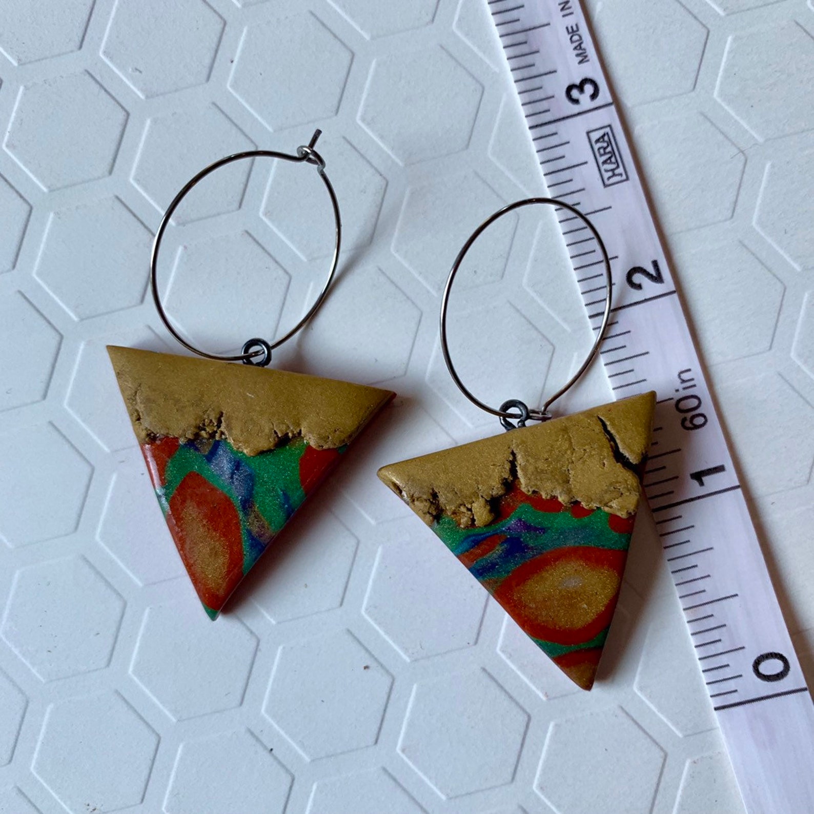 Volcano Triangle Shape Polymer Clay Earrings Handmade - Etsy