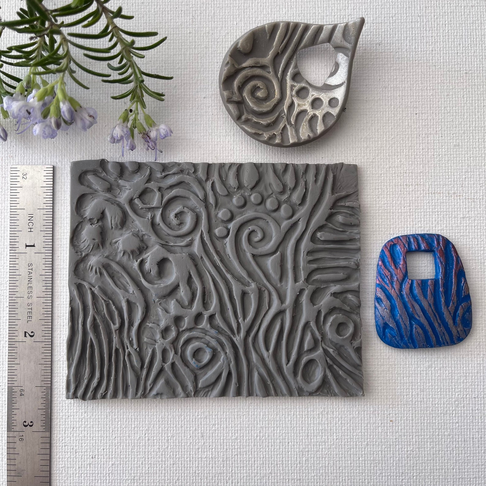 Hand Carved Polymer Clay Stamps Abstract-organic - Etsy