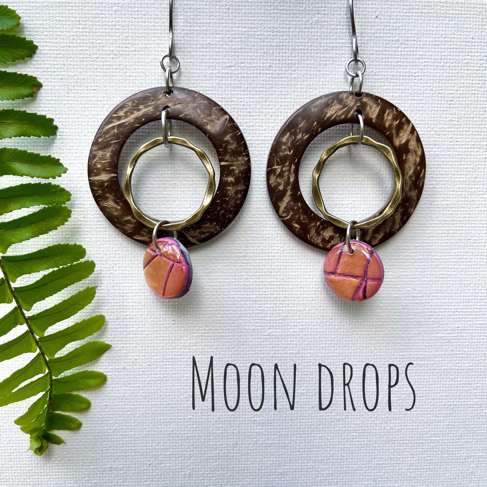 Dropping Polymer Clay and Coconut Shells Jewelry Handcrafted - Etsy