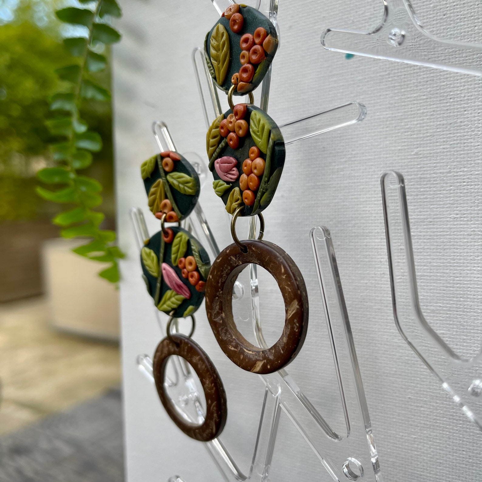 Dropping Polymer Clay and Coconut Shells Jewelry Handcrafted - Etsy