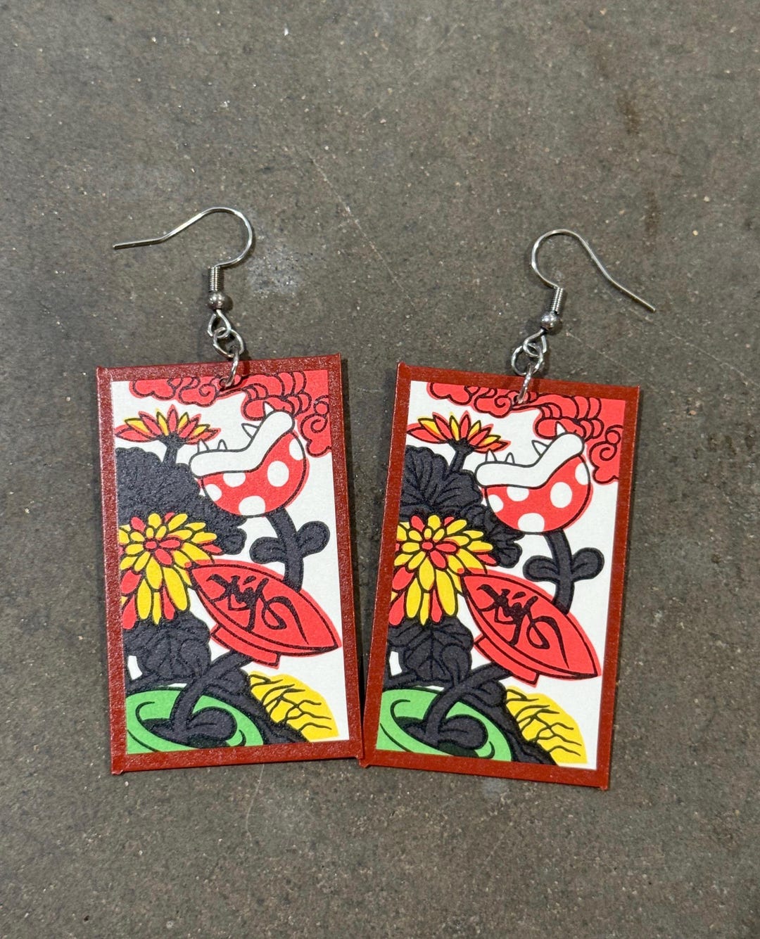 Super Mario Hanafuda Earrings - September - Etsy
