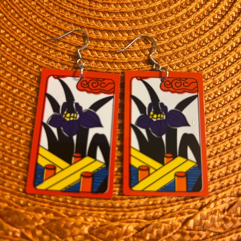 Japanese Hanafuda Earrings - Etsy