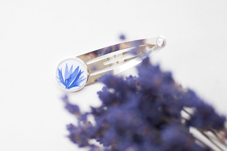 Blue Cornflower Hair Clip Real Pressed Flower Hair Pin | Etsy