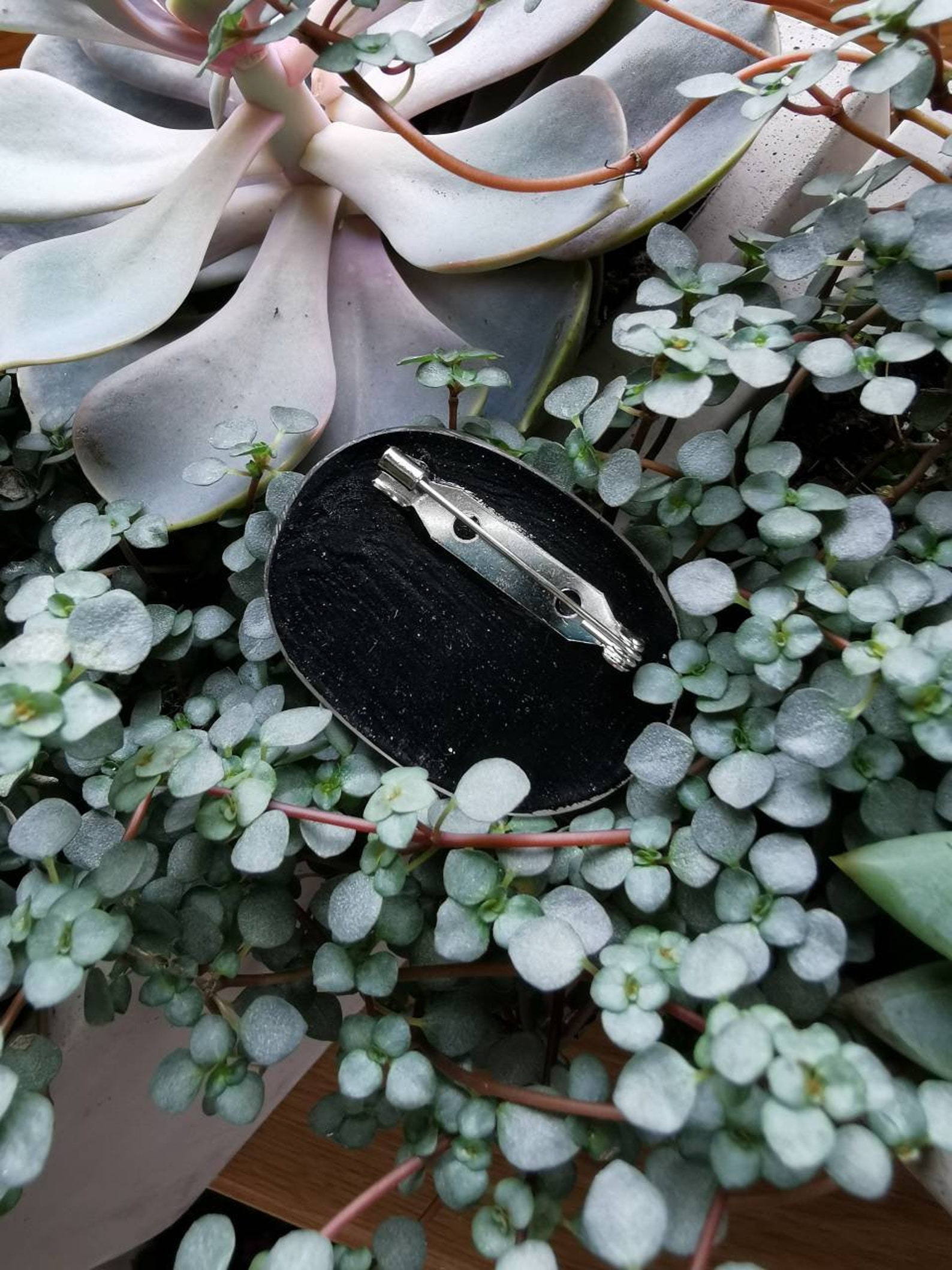 Black Oval Dandelion Pin, Botanical Resin Make a Wish Brooch, Handmade ...