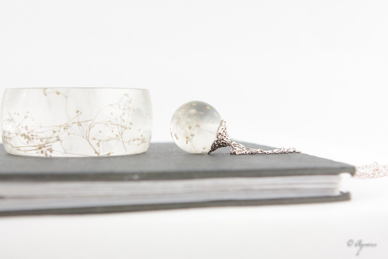 Resin Pendant Necklace Sphere - Flowers Encased in Resin Orb - Pressed ...