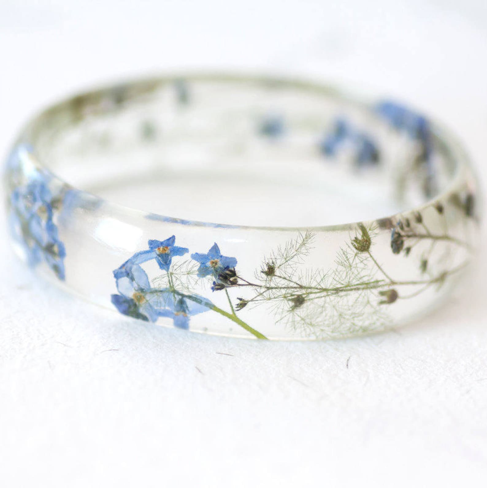 Forget Me Not Resin Bangle - Forget Me Not Bracelet - Botanical ...