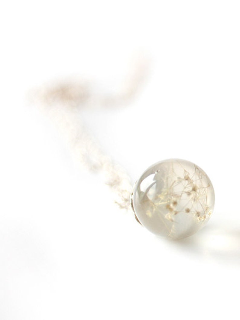 Resin Pendant Necklace Sphere - Flowers Encased in Resin Orb - Pressed ...