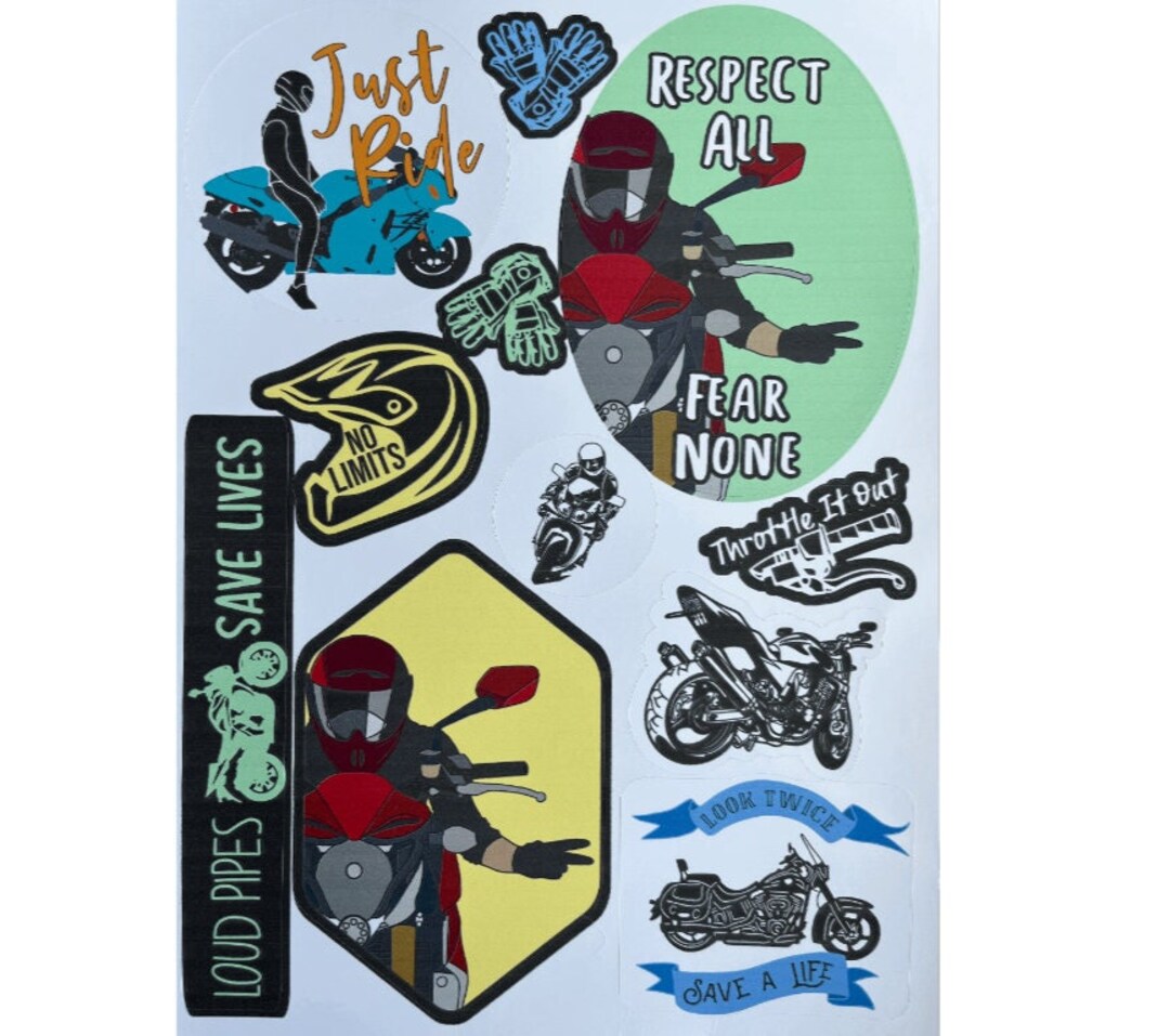Motorcycle Decal/sticker Pack, 11 Piece Set, Motorcycle Sayings ...