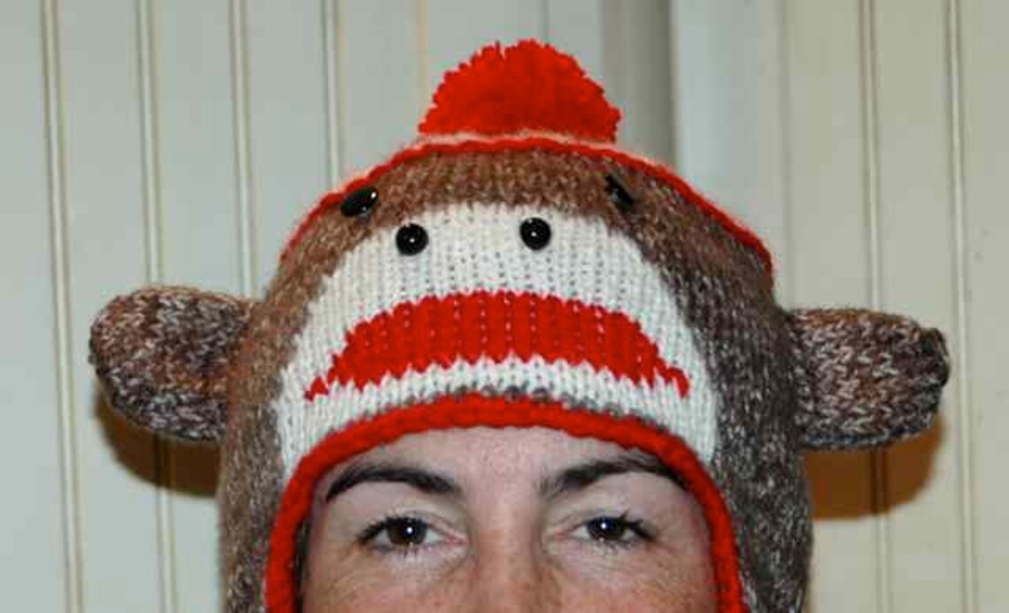 Sock Monkey Ear Flap Knitted Hat Pattern - Etsy