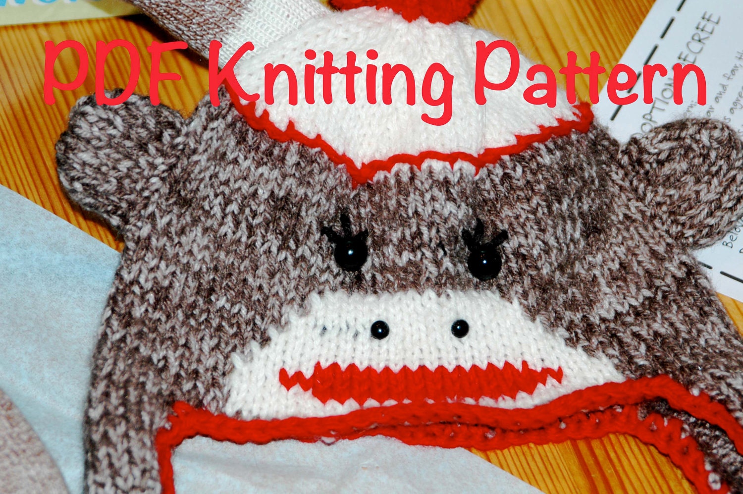 Sock Monkey Ear Flap Knitted Hat Pattern - Etsy