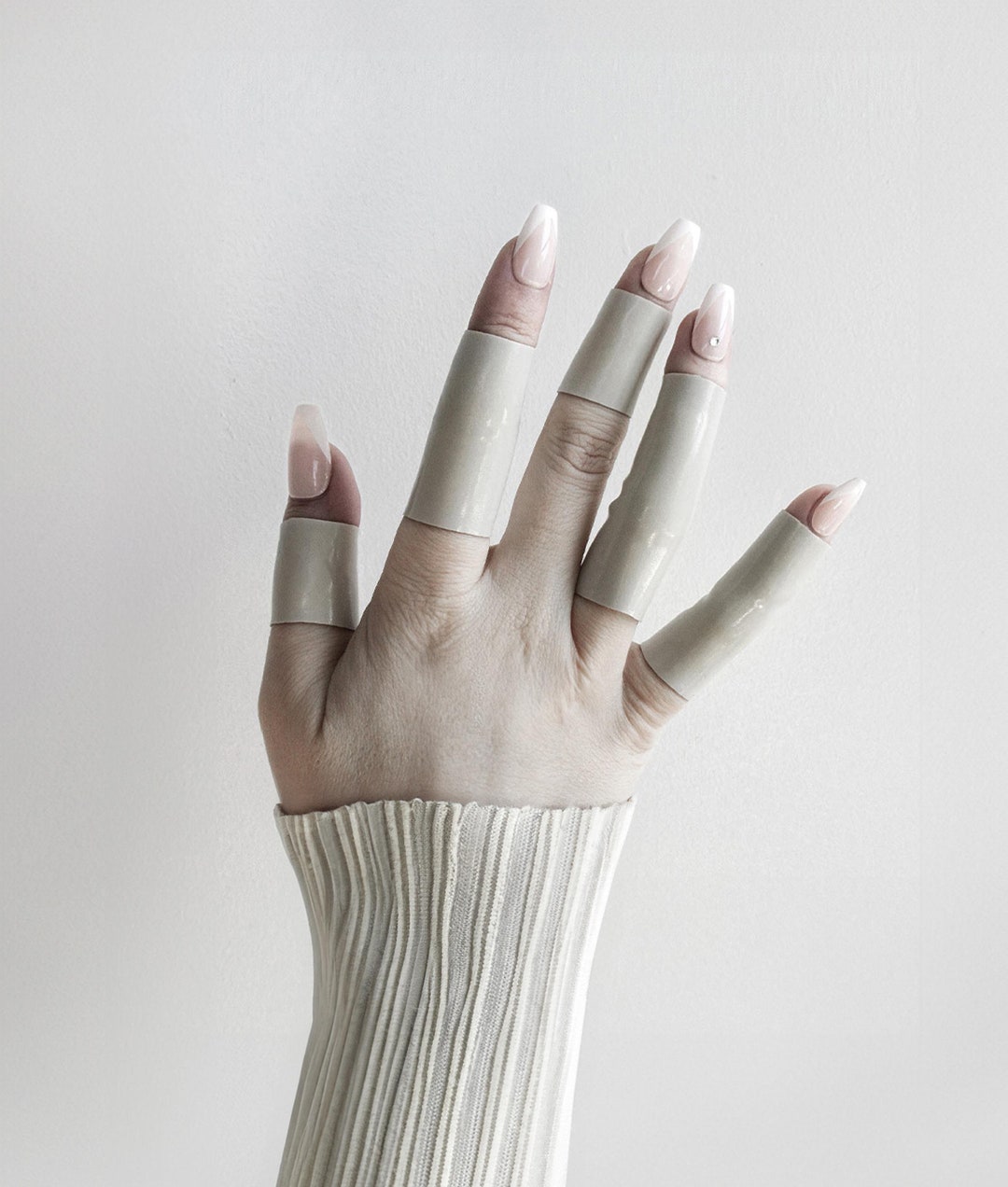 Alternative Wedding Style Ring Stretch Cream PVC Ring Cuff Wedding ...