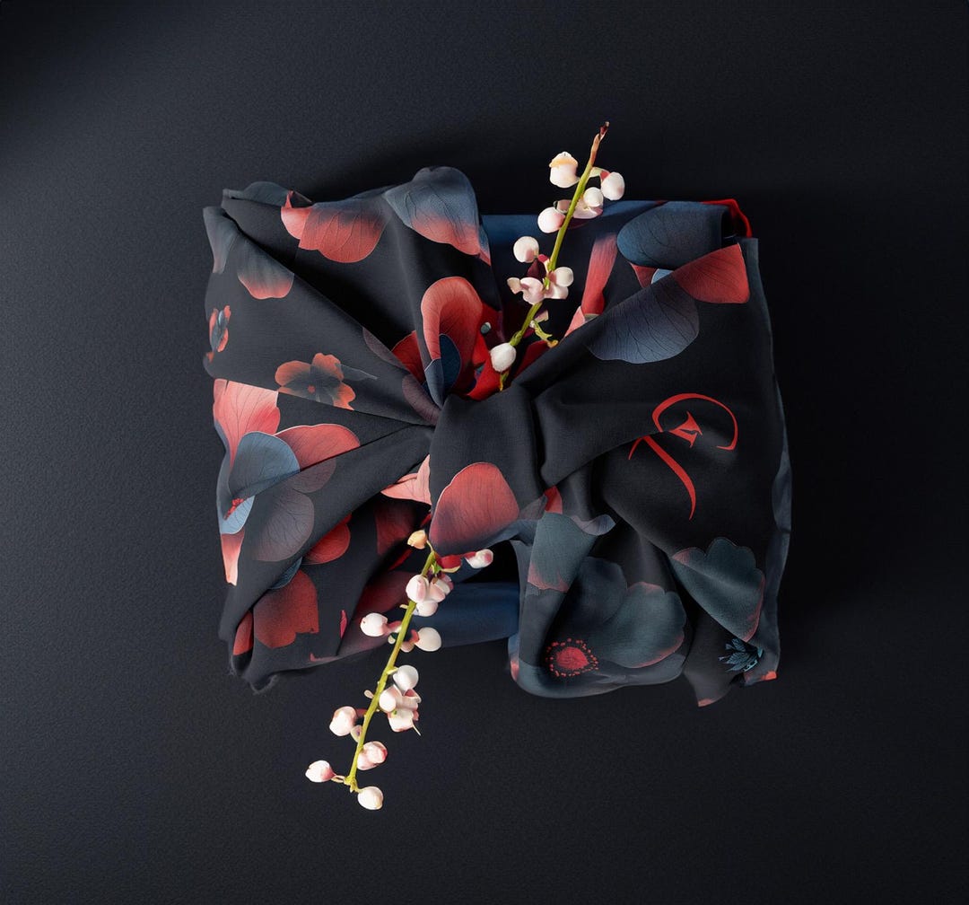 Custom Fabric Wrap Monogram Furoshiki Cloth Initial Flower Gift ...