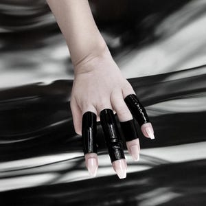 Black PVC Finger Cuff Gloss Latex Ring Concert Stage Jewelry Passion ...