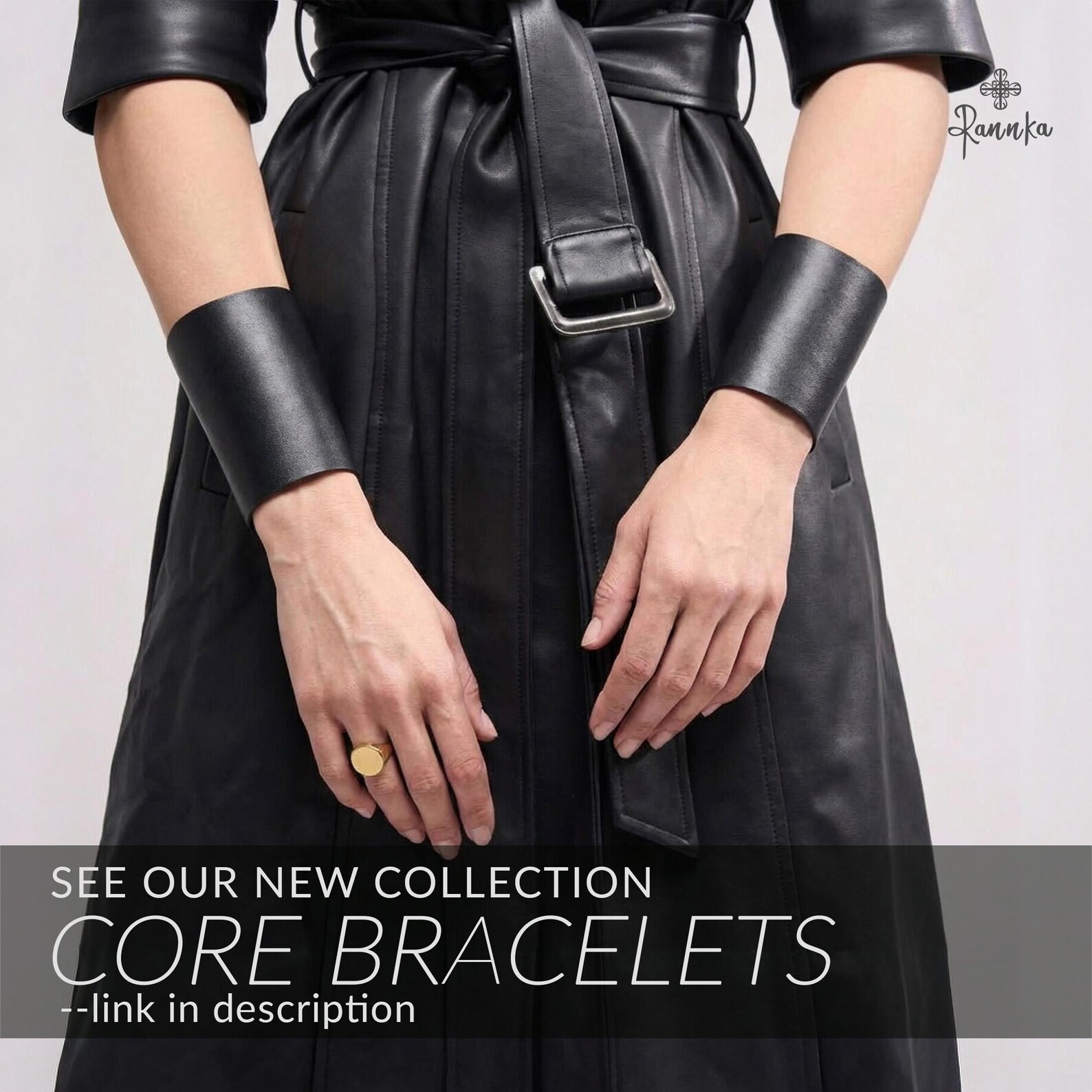 Black Bracelets Set Woman Leather Arm Bands Bundle Men Black Cuffs Faux