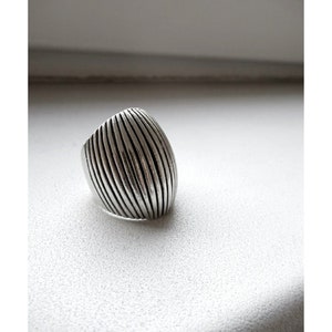 Silver Pattern Ring Round Statement Jewelry Gift Ready Large Ornate ...