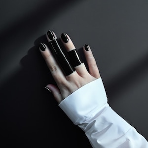 Black PVC Finger Cuff Gloss Latex Ring Concert Stage Jewelry Passion ...