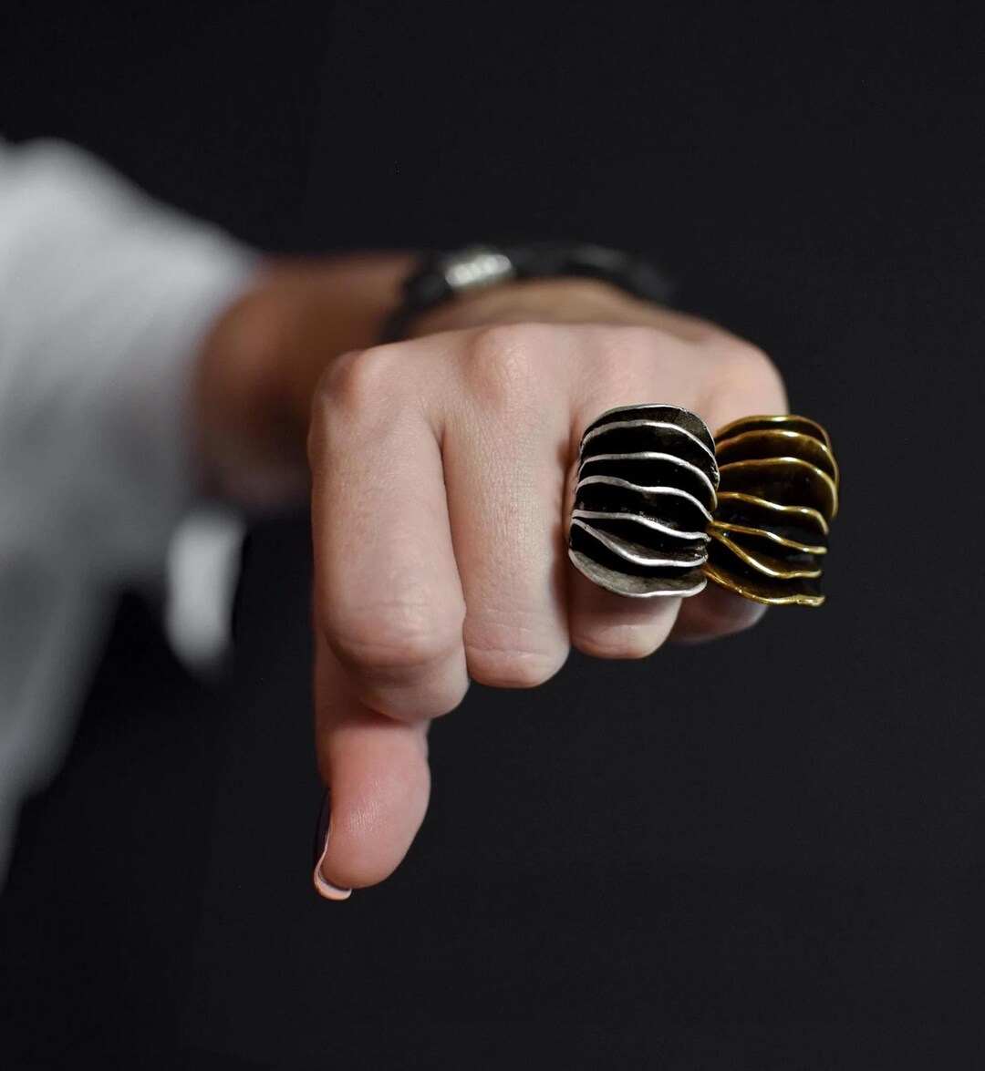 Big Bold Ring Set Silver Oxidized Ring Chunky Women Ring Avant-garde ...