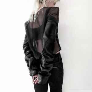 Goth Minimalist Sleeves Long Sateen Fingerless Glove Black Arm Wraps ...