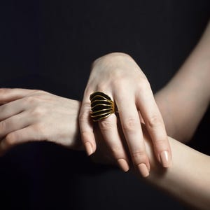 Large Statement Ring Gold Cocktail Ring Silver Gift Her Oversize Ring ...