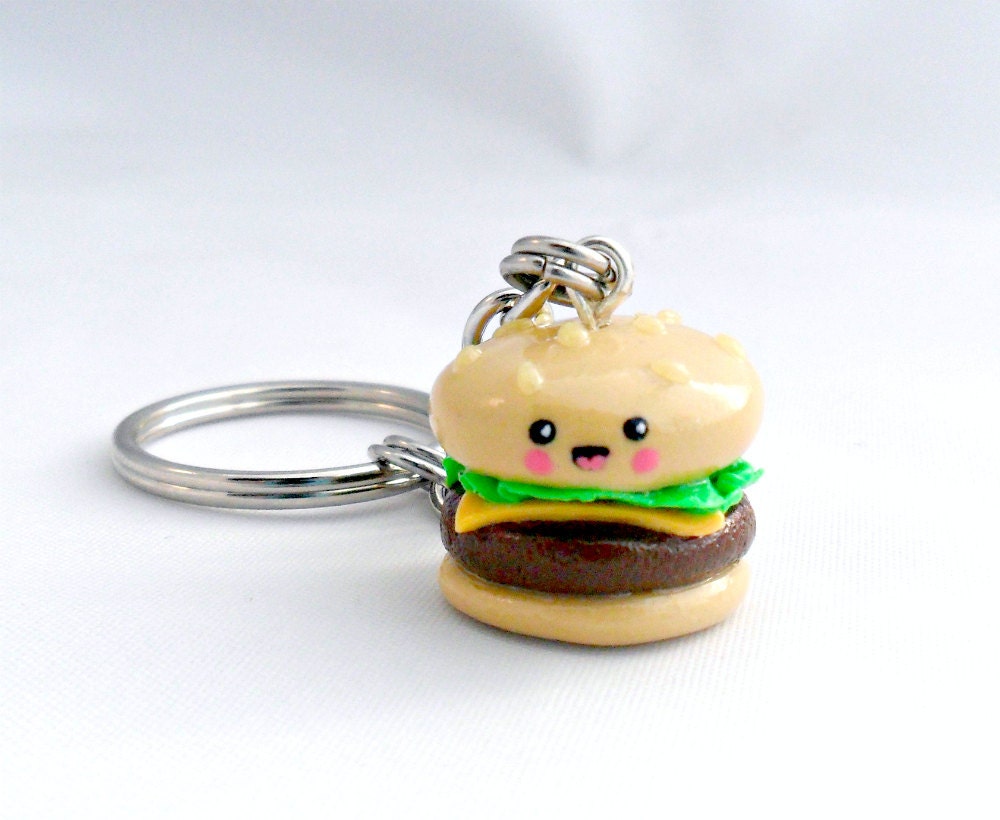 Kawaii Hamburger Charm Keychain, Key Chain, Key Ring :D - Etsy