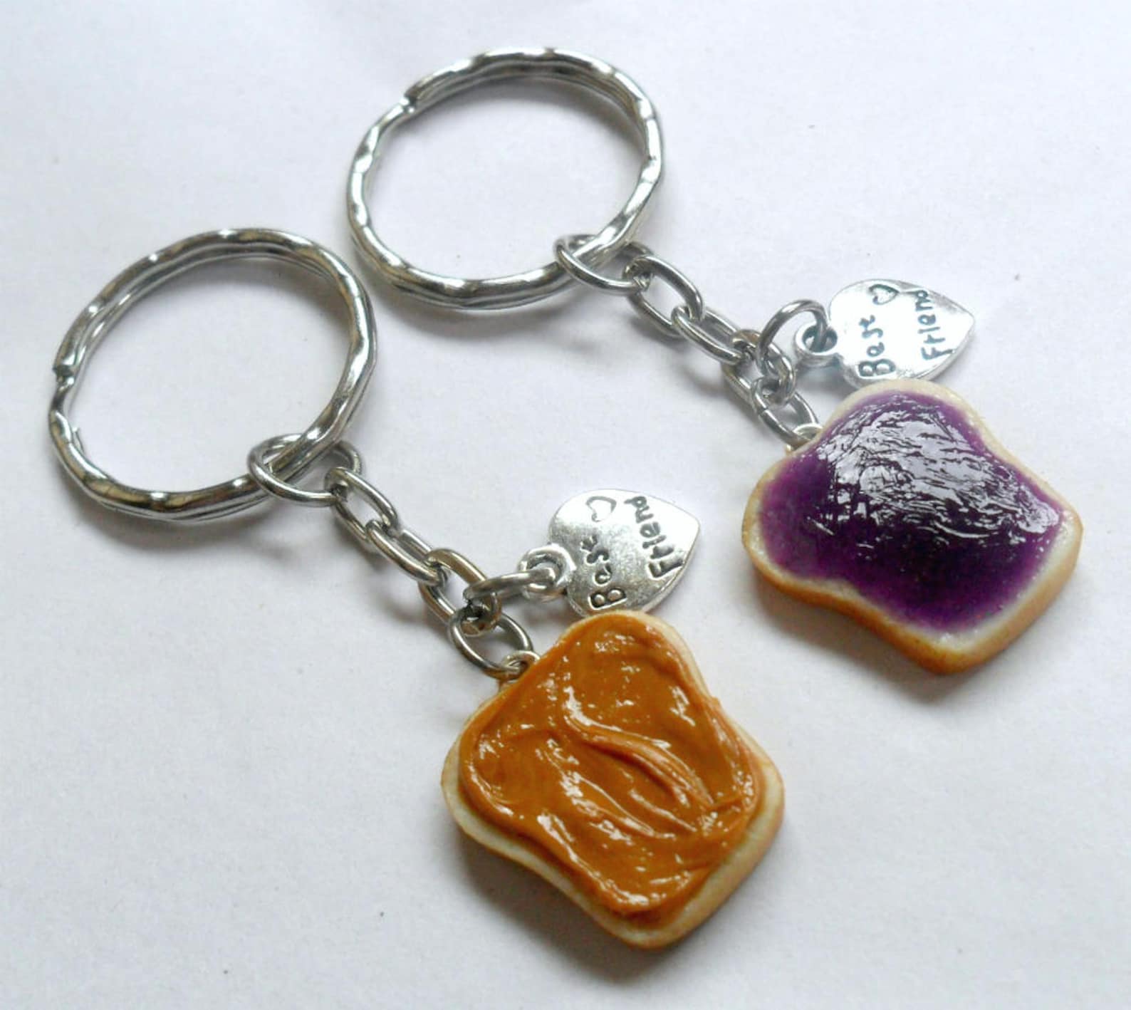 Peanut Butter and Jelly Keychain Set With Best Friend Charms - Etsy