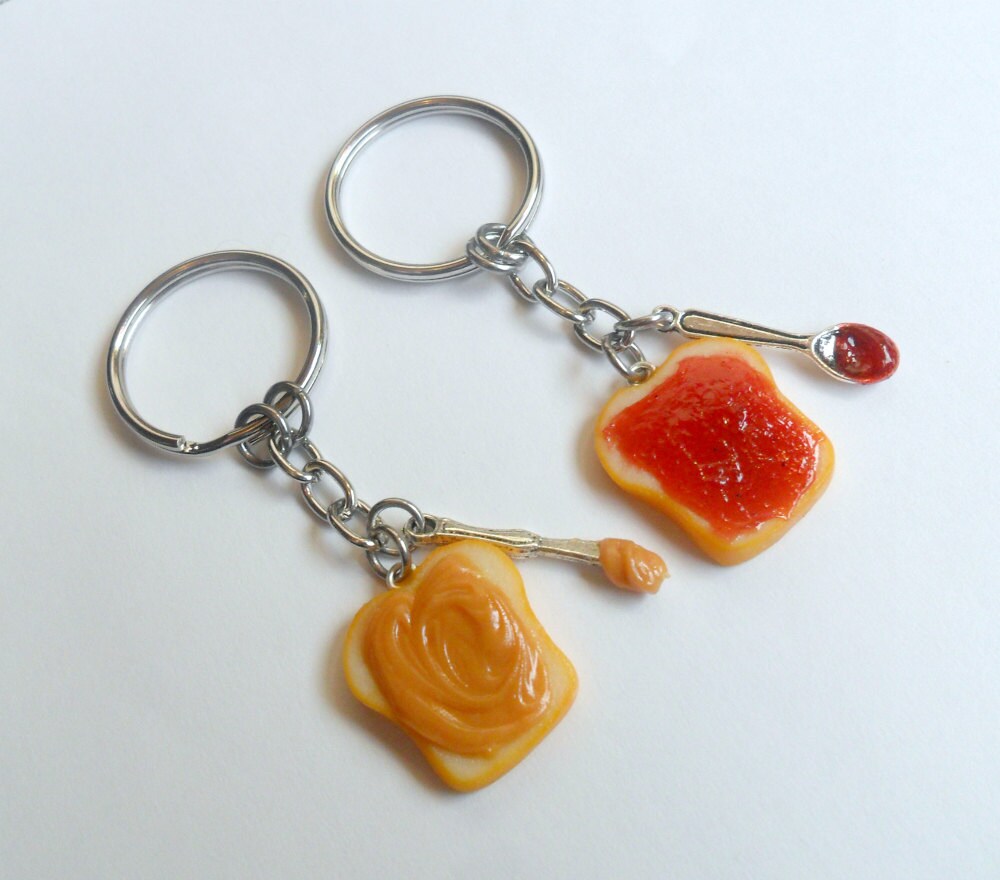 Peanut Butter and Jelly Keychain Set Strawberry Jelly With | Etsy