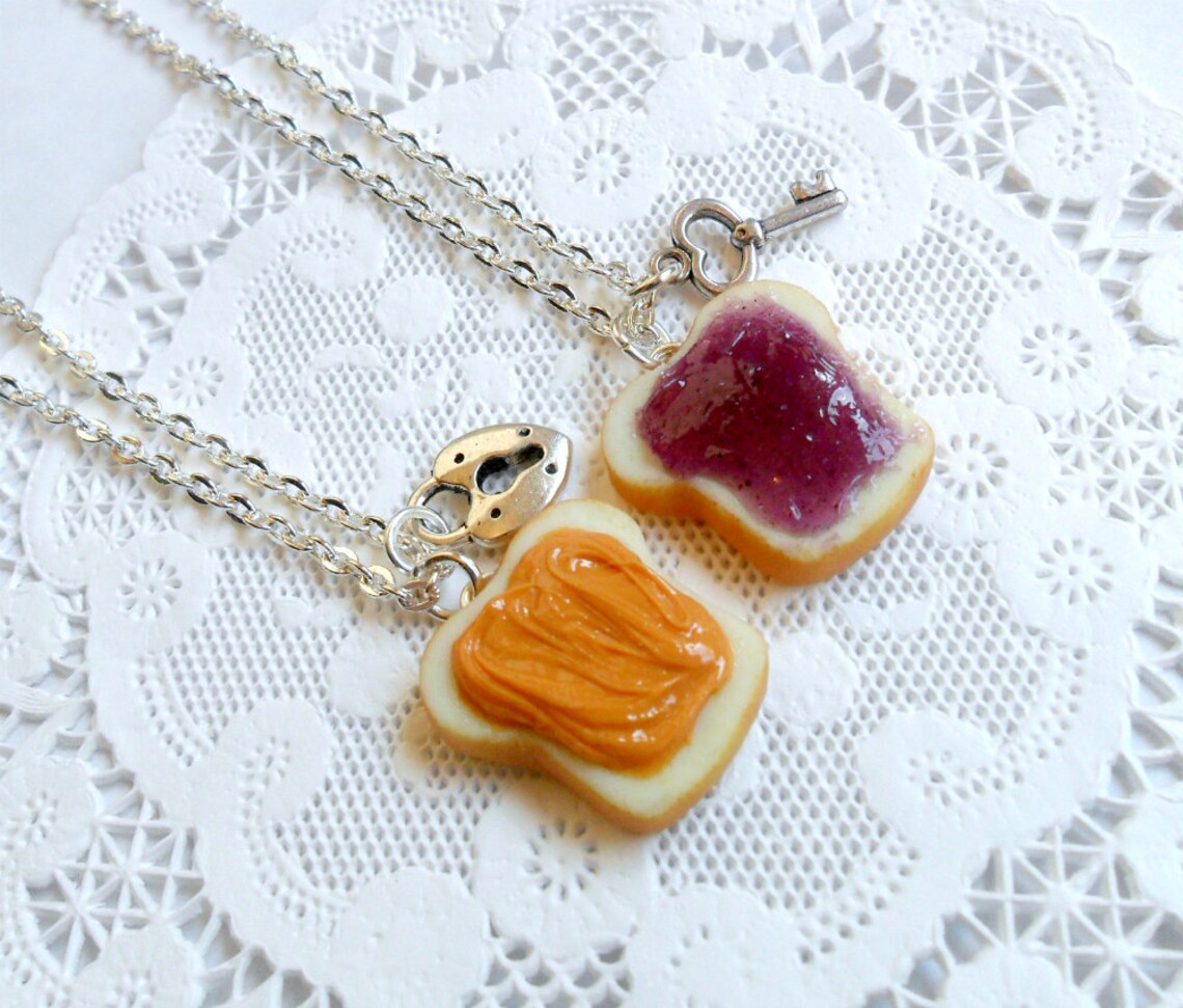 Peanut Butter Jelly Lock & Key Necklace Set Best Friend's - Etsy