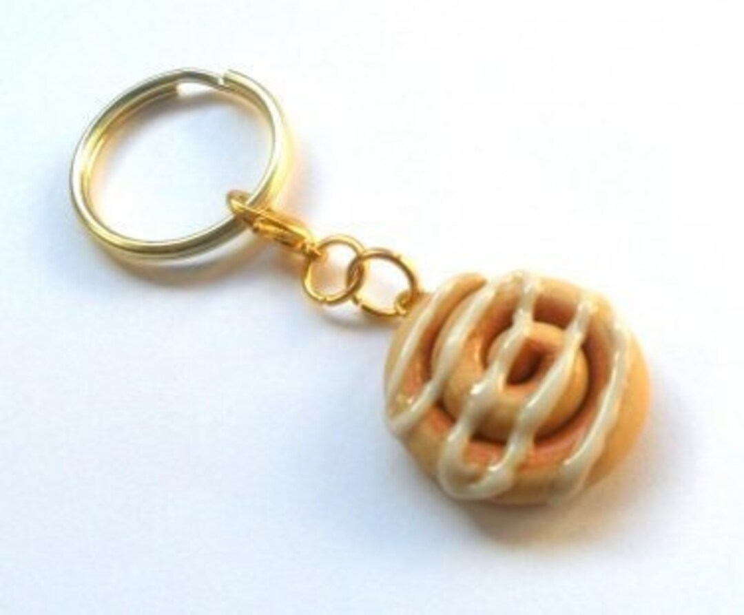 Miniature Food Cinnamon Roll Key Chain or Cell Phone Charm, Cute and ...