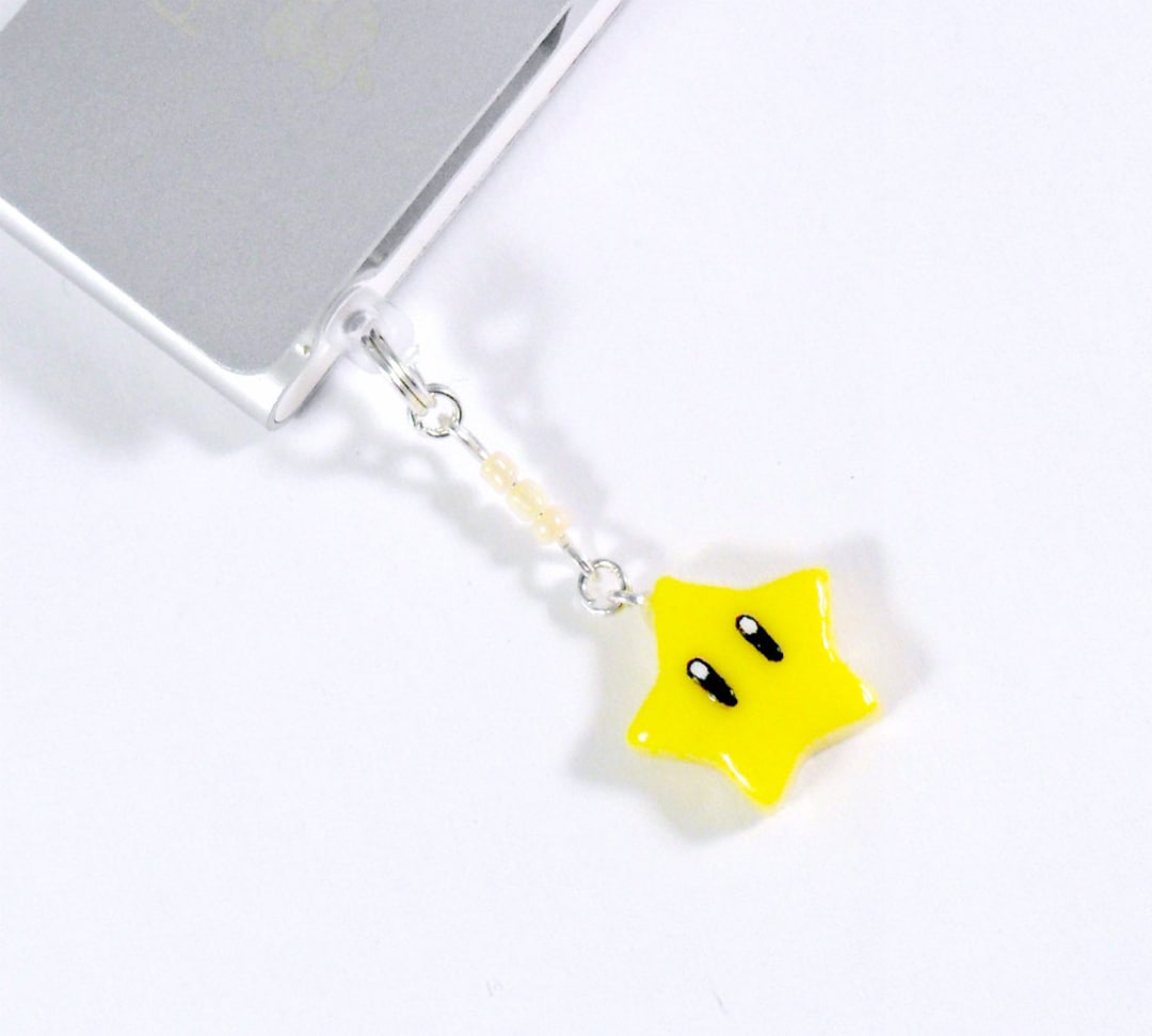 Super Mario Invincibility Star Dust Plug Phone Charm, for iPhone or ...